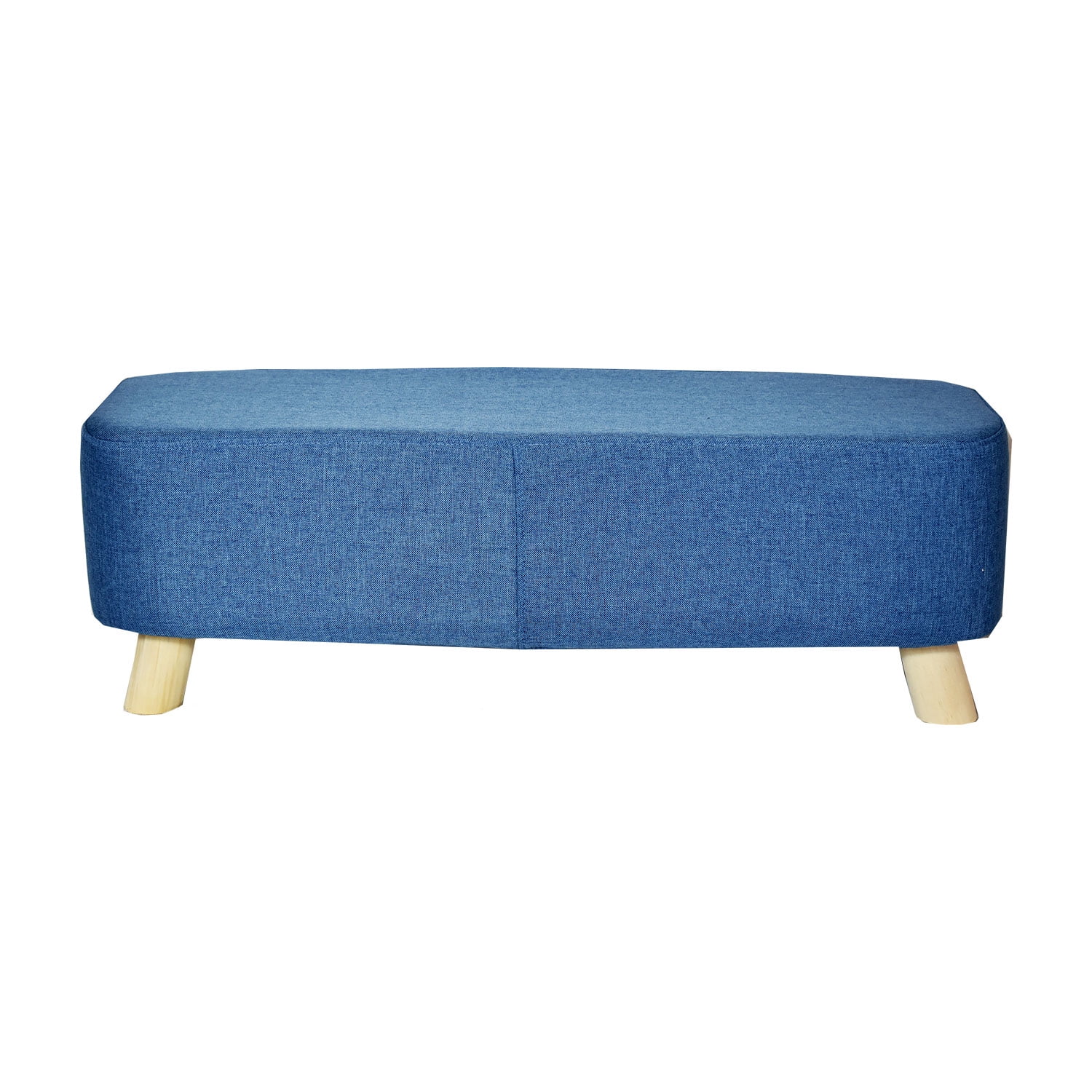 Piso Banquillo De Lino Rectangular Camel Azul | Lider