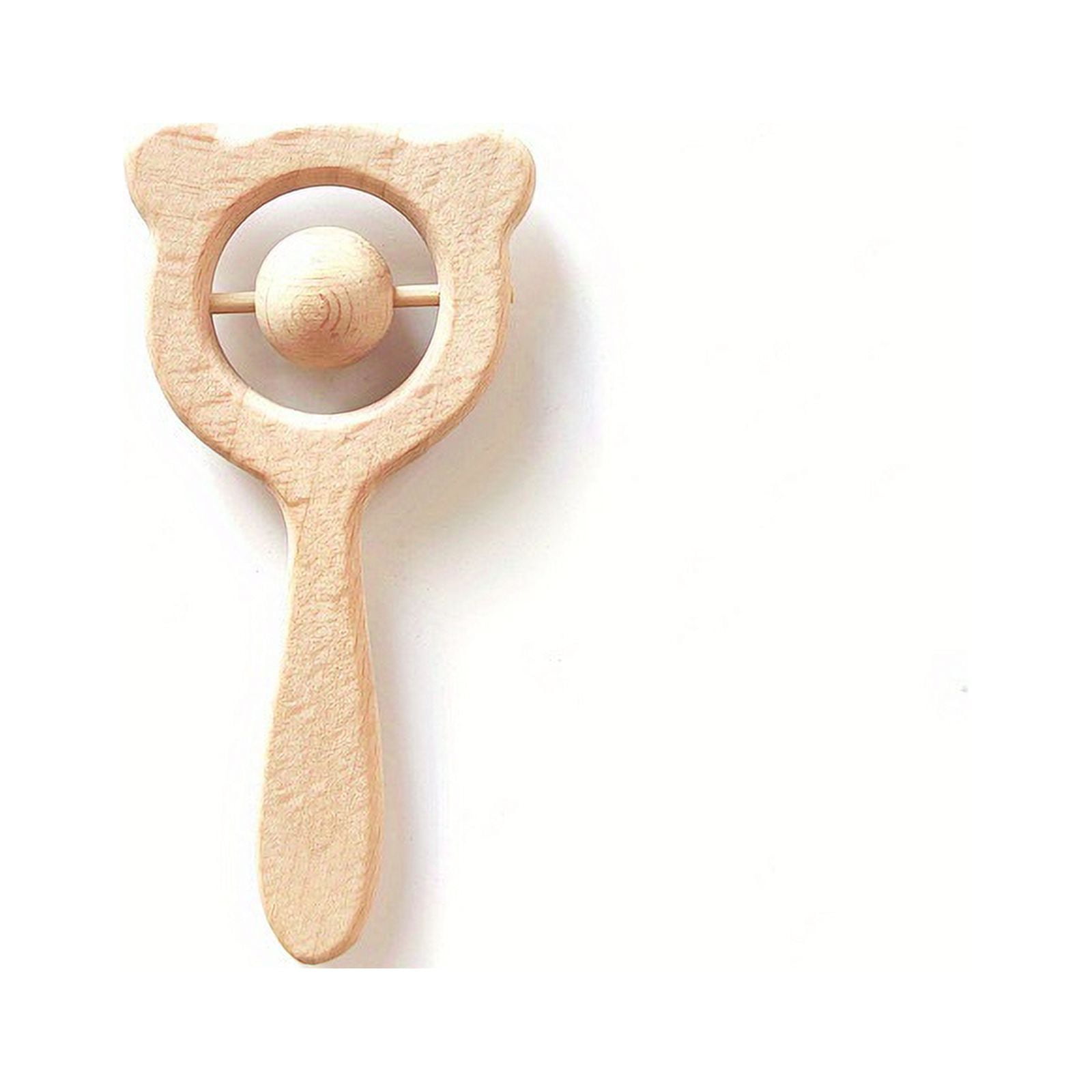 Wooden Hand Rattle Toy Soothing Rattle Bear Shape | Lider
