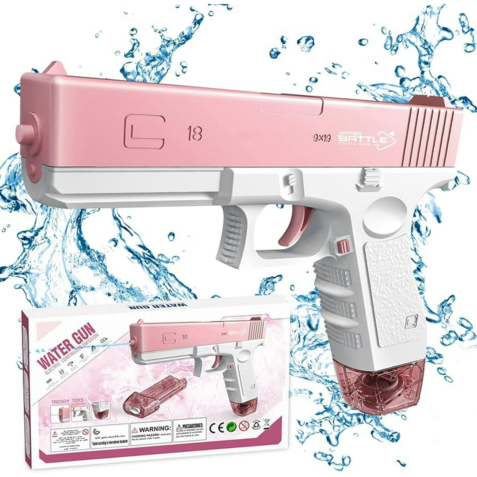 Pistola De Agua Eléctrica Glock Automática Rosa | Lider