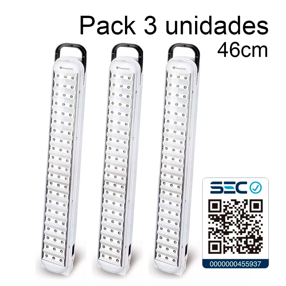 Pack 3 Lámparas de Emergencia 46cm Batería Recargable Certificadas | Lider