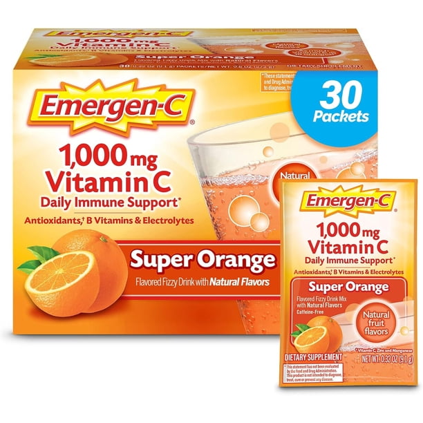 Polvo Vitamina C EmergenC 1000mg Sabor Naranja 30 Sobres | Lider