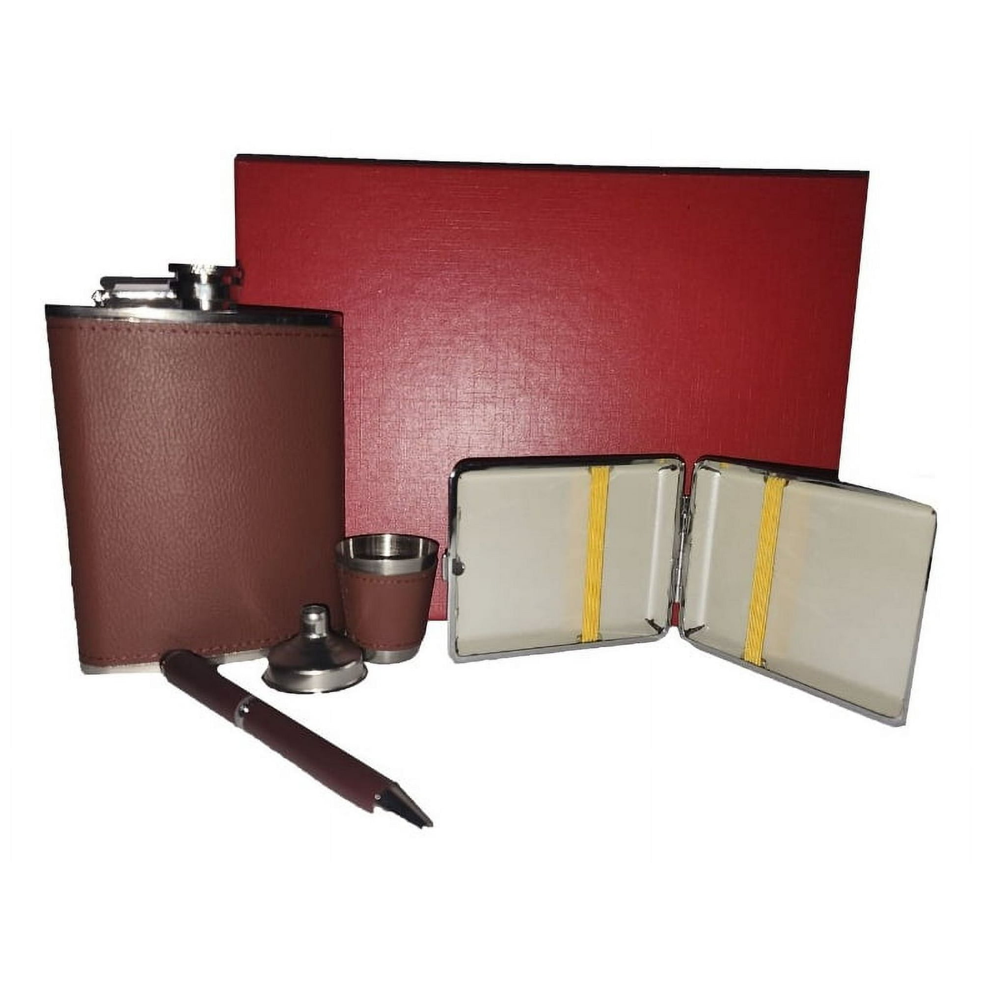 Set Petaca 8oz Para Whisky Viaje Camping + Lapicero | Lider