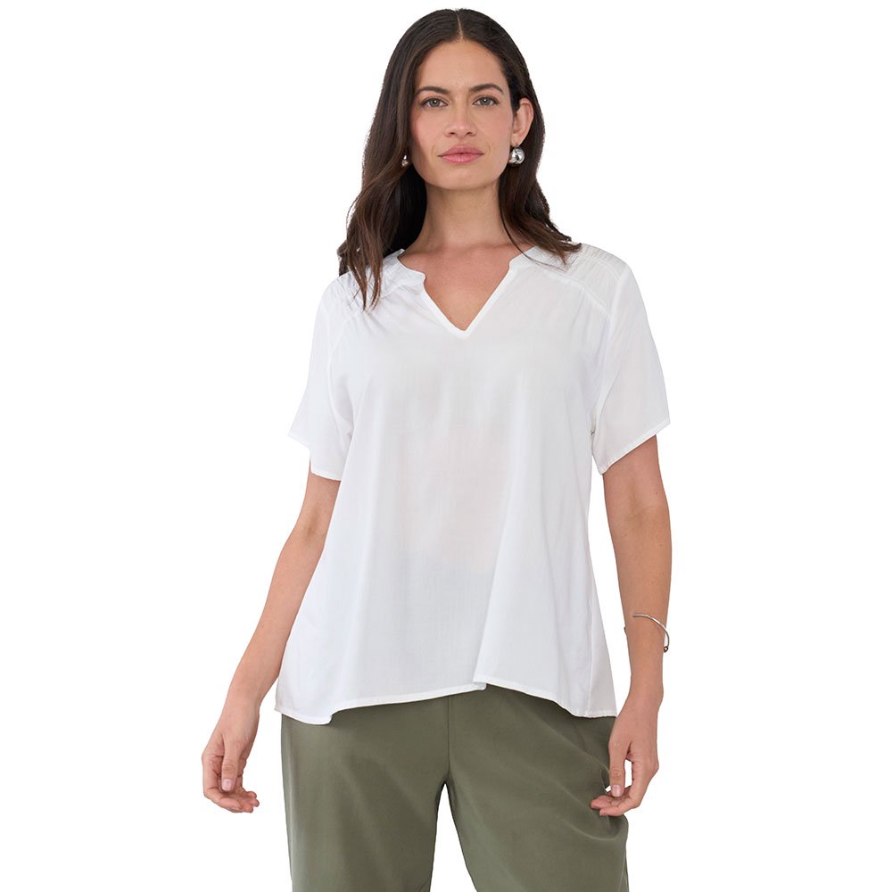 Blusa Mujer Manga Corta Hombro Recogido Ecru Corona | Lider