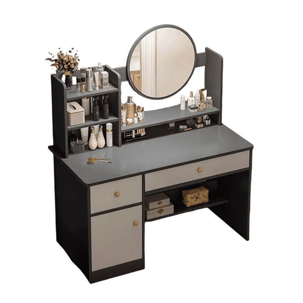 Mueble Tocador Con Espejo Luz Led Blanco 100x40x120 Gris | Lider
