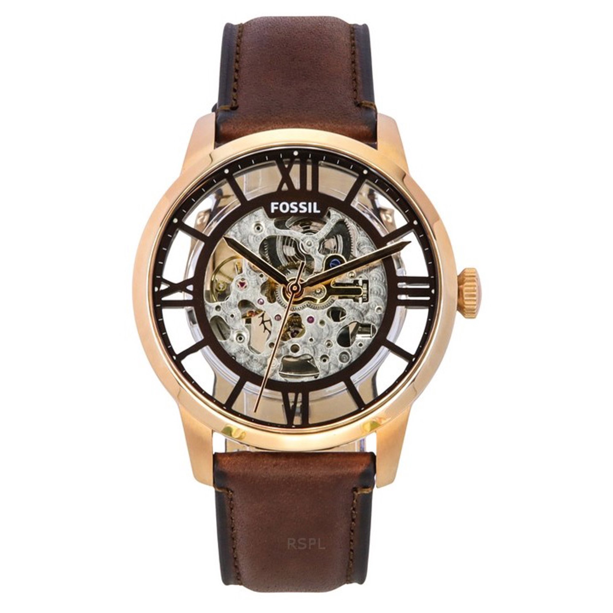 Reloj Automático Para Hombre Townsman Correa De Cuero Marrón Esqueleto ...