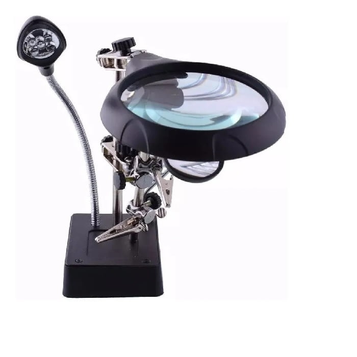Lupa Escritorio Soporte Pinza Luz Led Tercera Mano Cautin | Lider