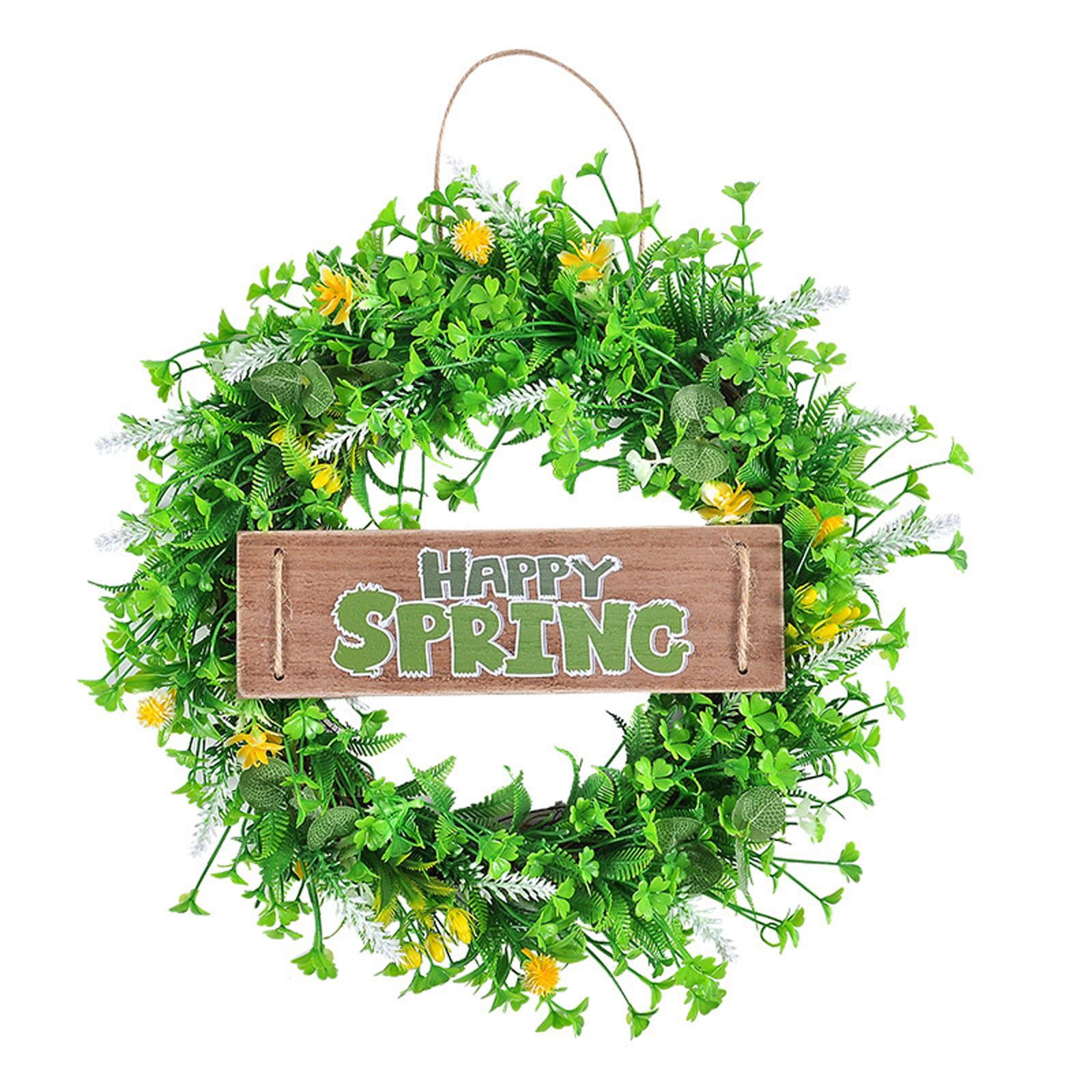 Happy Spring Sign Greenery Wreath Artificial Para Decoraciones De Pared ...