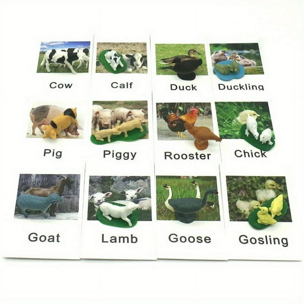 Montessori Animal Matching Card Cognitive Kids Educational Toy Animal ...