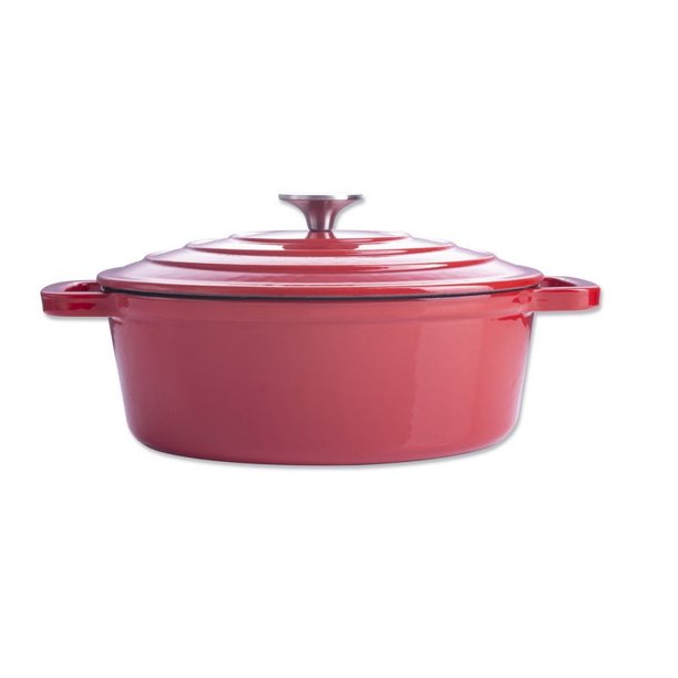 Olla Ovalada 5L con Tapa 28 Cm Fierro Rojo | Lider