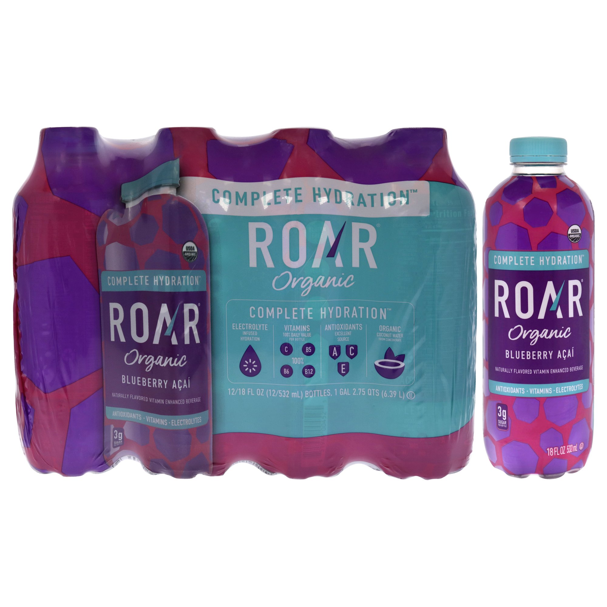 Bebida Hidratación Completa Orgánica Roar Acai de Arándanos con ...
