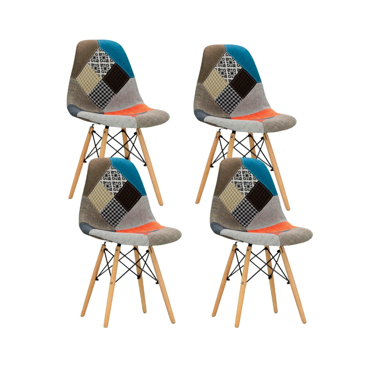 Pack de 4 Sillas Eames Patchwork Acolchada Tradicionales | Lider