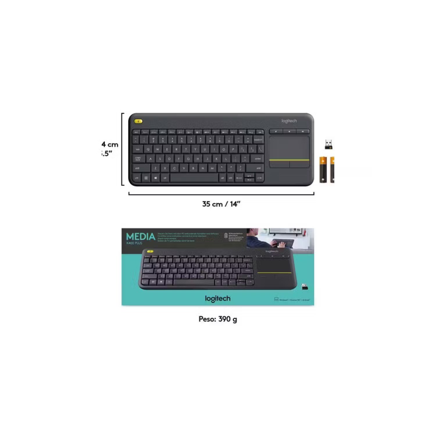 Teclado Wireless Touch Logitech K400 Plus Smart Tv Español | Lider