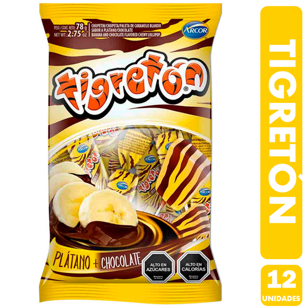 Tigreton - Paleta Sabor Platano Y Chocolate (Bolsa Con 78Gr) | Lider