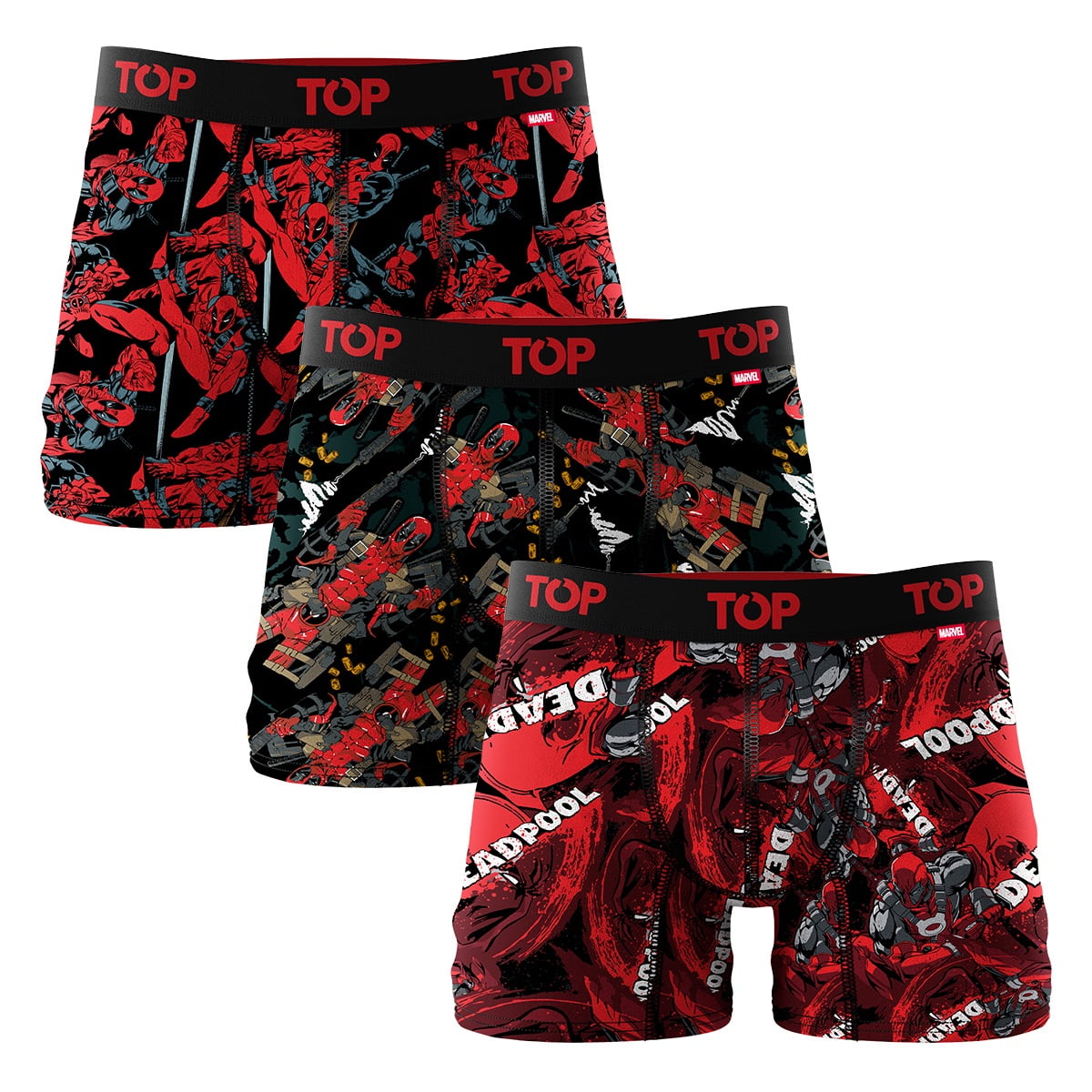 Bóxer Medio Algodón Pack 3 Marvel Deadpool C16 TOP | Lider