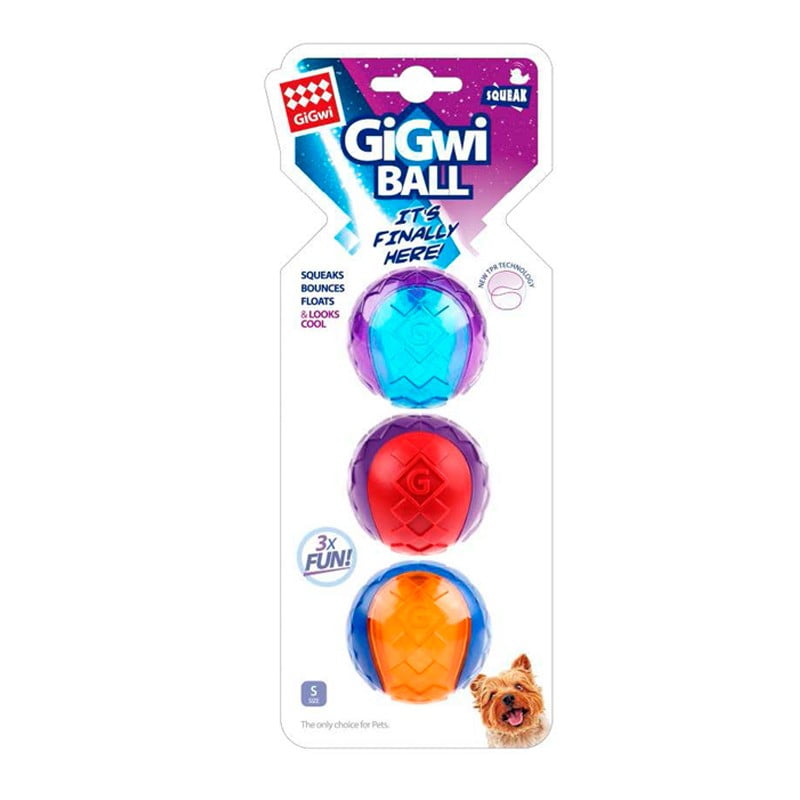 PACK PELOTA SQUEAKER SMALL GIGWI 3 UN | Lider
