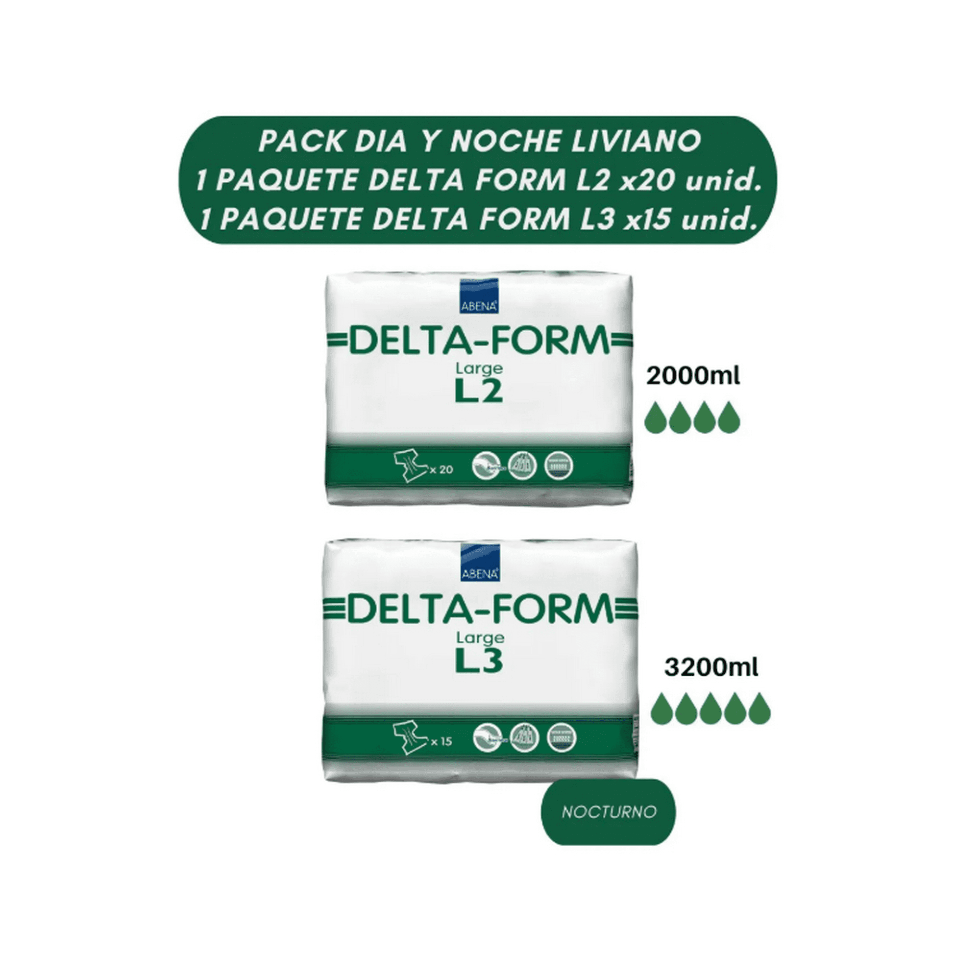 Pack X2 Paq. Pañal Adulto Abena Deltaform Día L2 Y Noche L3 | Lider