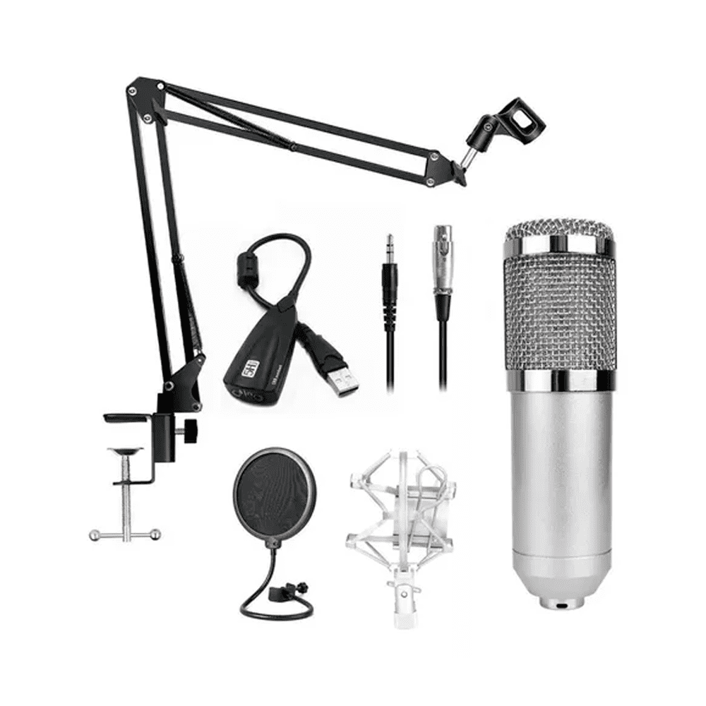Kit Micrófono Estudio Condensador Fiddler Studio Pro Color Plateado | Lider