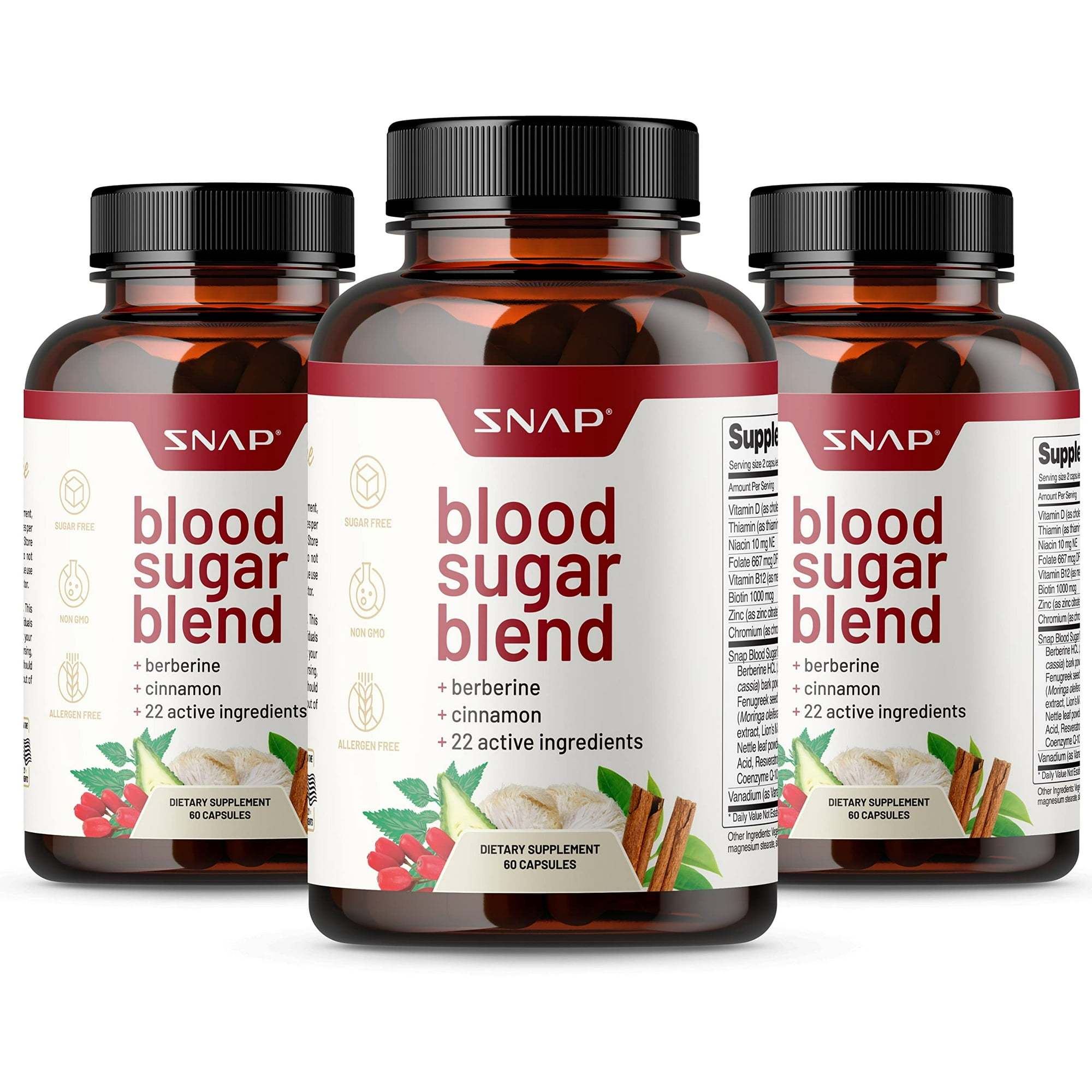 Suplemento Snap Supplements Mezcla de azúcar en sangre 180 cápsulas | Lider