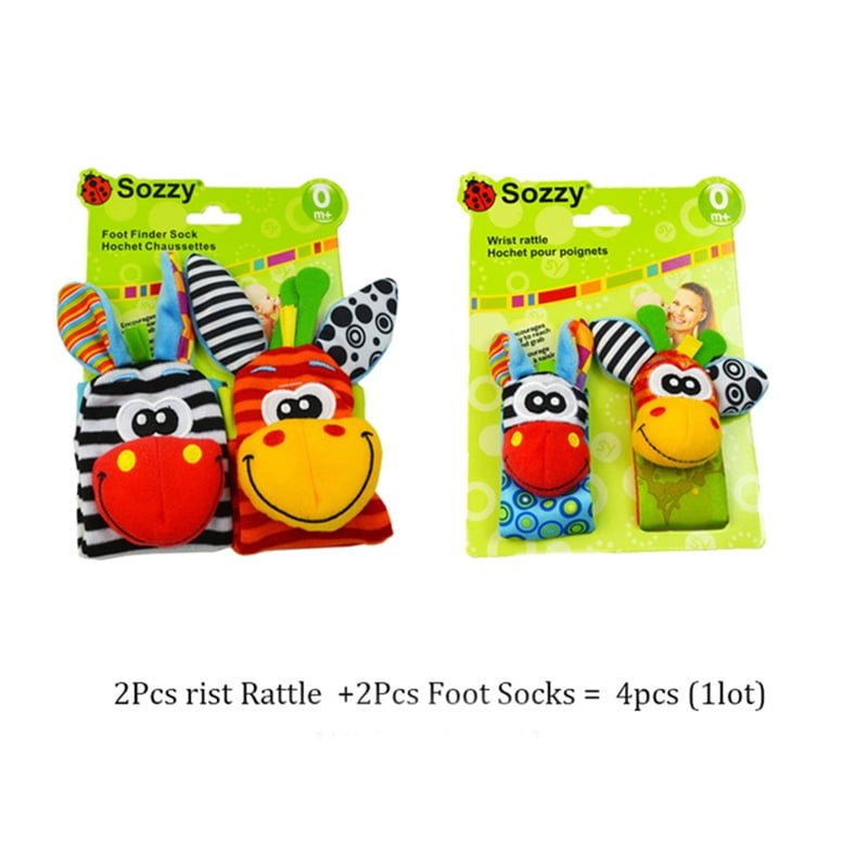 Cute Stuffed Animal Baby Rattle Socks and Wrist Rattles Set for Infants ...