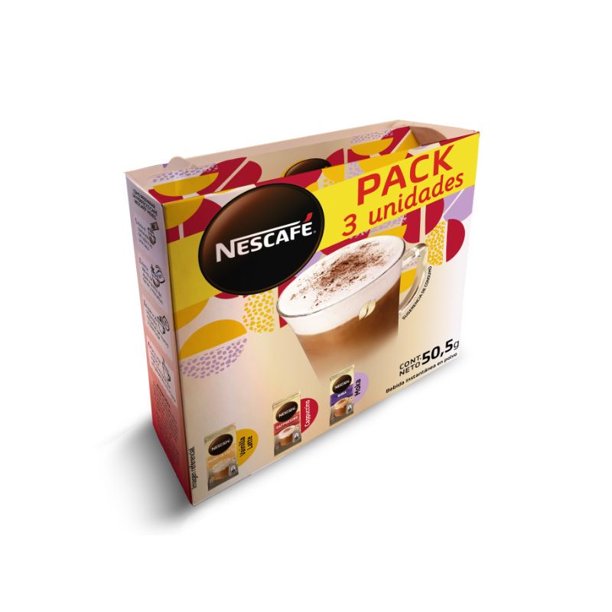 Café Mixes Cappuccino, Vainilla Latte Y Moka 3 Un Caja, 59,5 g | Lider