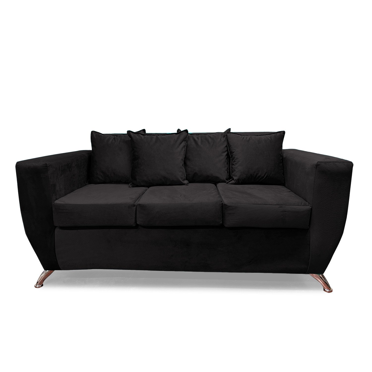 Sofá Napoli 3 cuerpos Felpa Negro | Lider