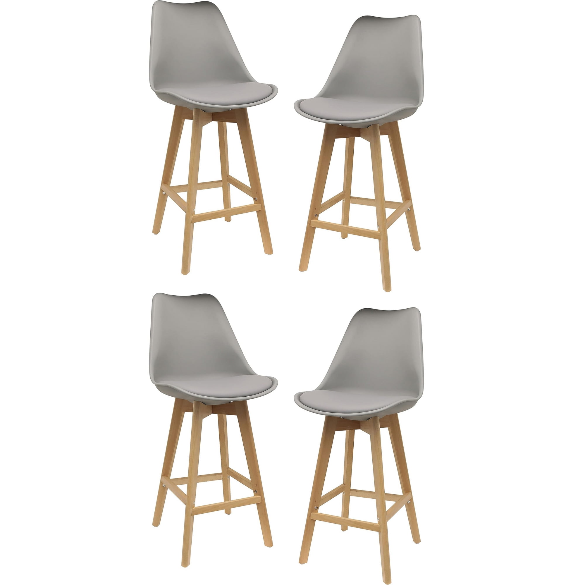 SET DE 4 PISOS DE BAR TULIP GRIS MADERA | Lider