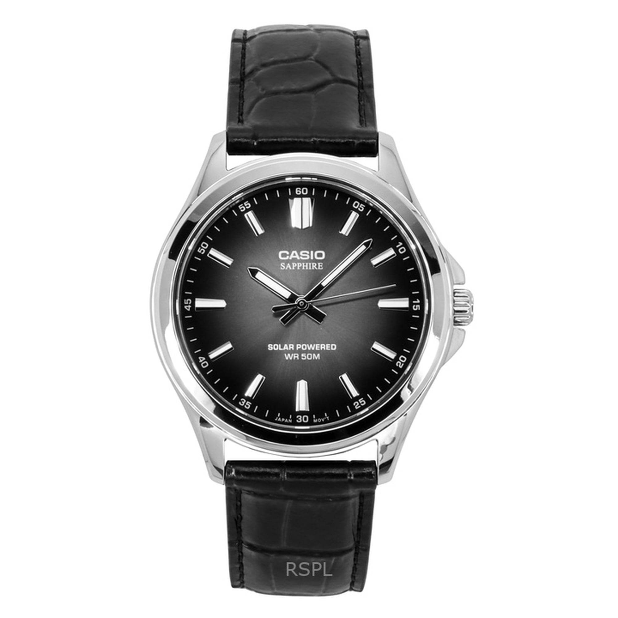Reloj Casio Standard Analog Leather Strap Black Dial Solar MTS-RS100L ...