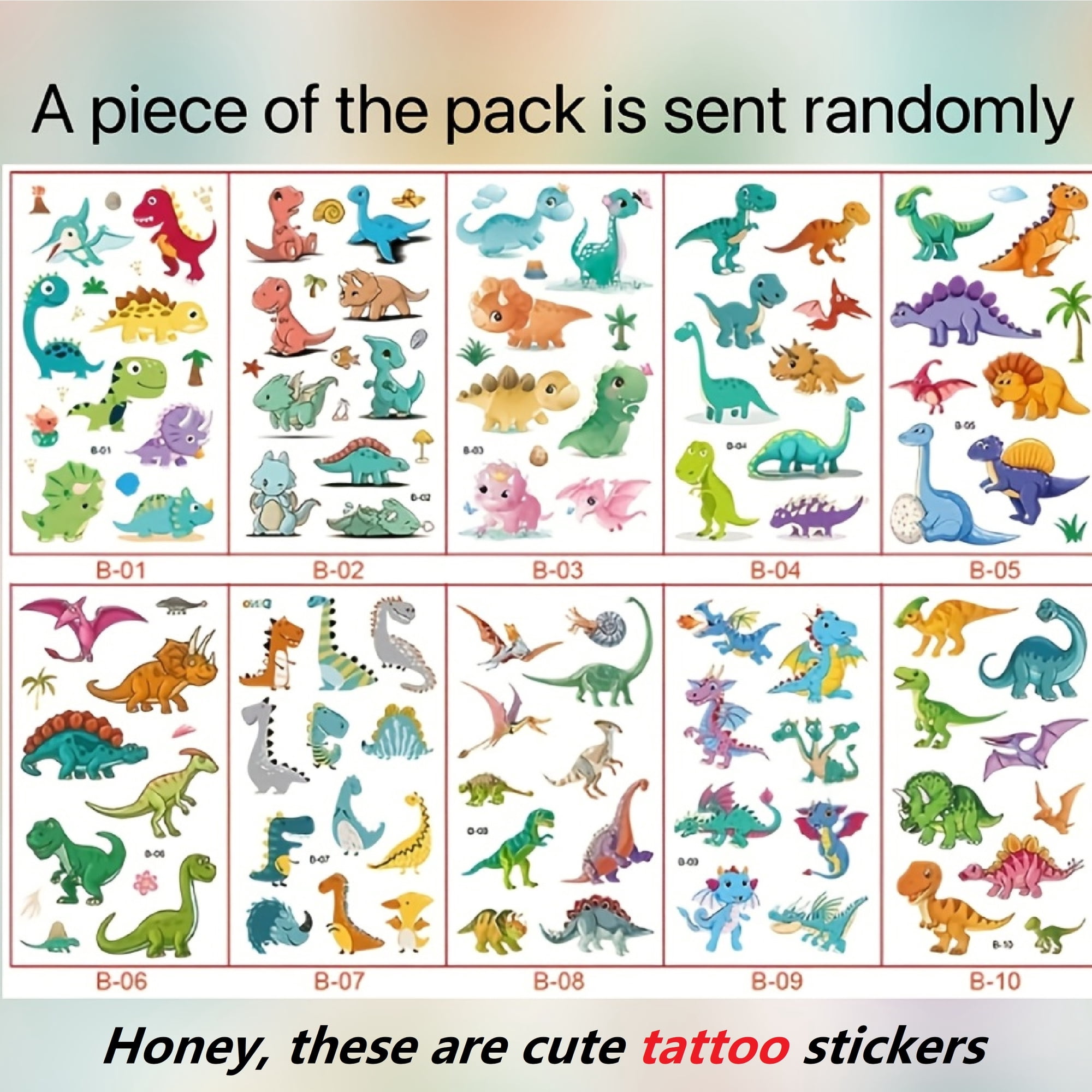 Cartoon Kids Tattoo Sticker Waterproof Sweat Dinosaur Animal ...