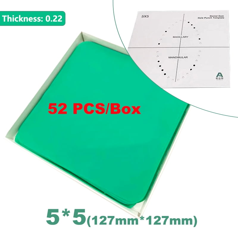 36/52Pcs Dental Rubber Dam Natural Latex Rubber Barrier Dams Green Dark ...