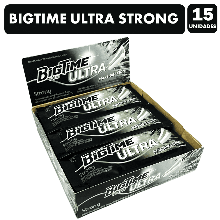 Bigtime Ultra Strong Negro - Chicle Sin Azúcar(Caja Con 15U) | Lider
