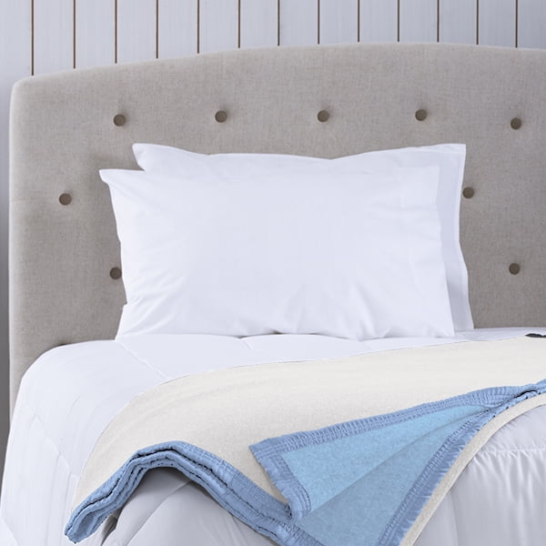 Frazada Lana BICOLOR 1 Plaza - Celeste Blanco | Lider