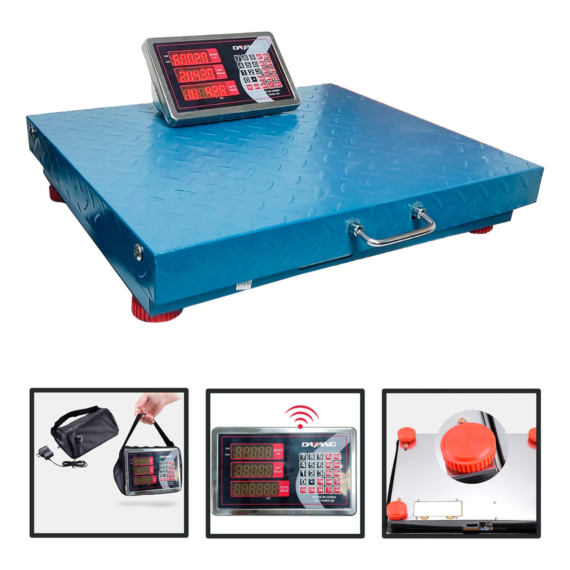 Balanza 600kg Cabezal Inalambrico 100mtrs Recargable 50x60cm | Lider