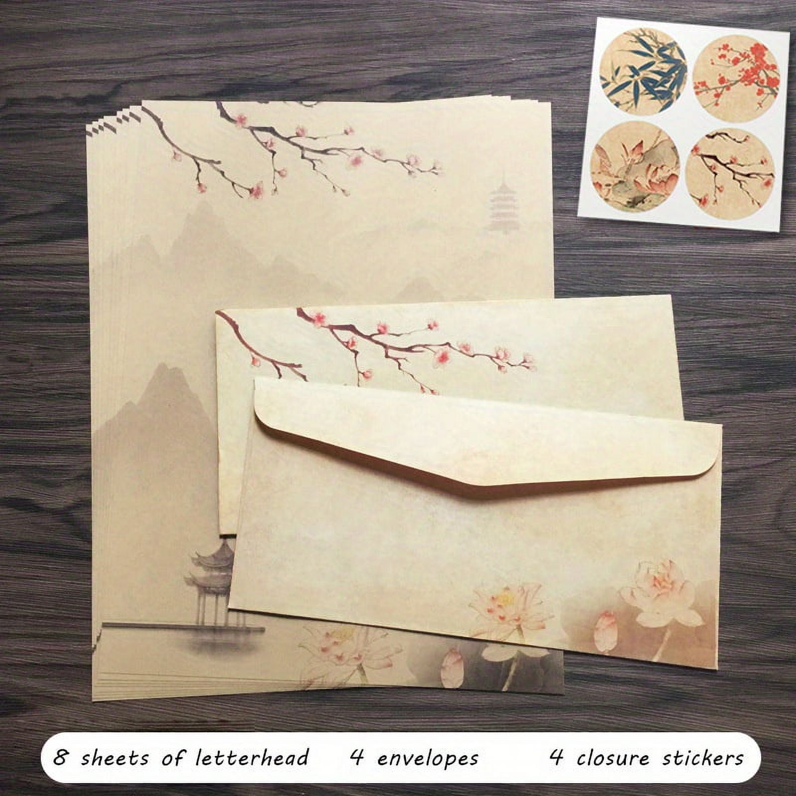 Classic Vintage Stationery Set - 16 Pieces Including 8 Writing Papers ...