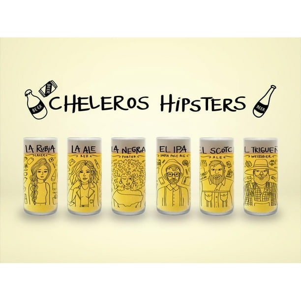 Cheleros Hipsters Juego de 6 Vasos negro | Lider