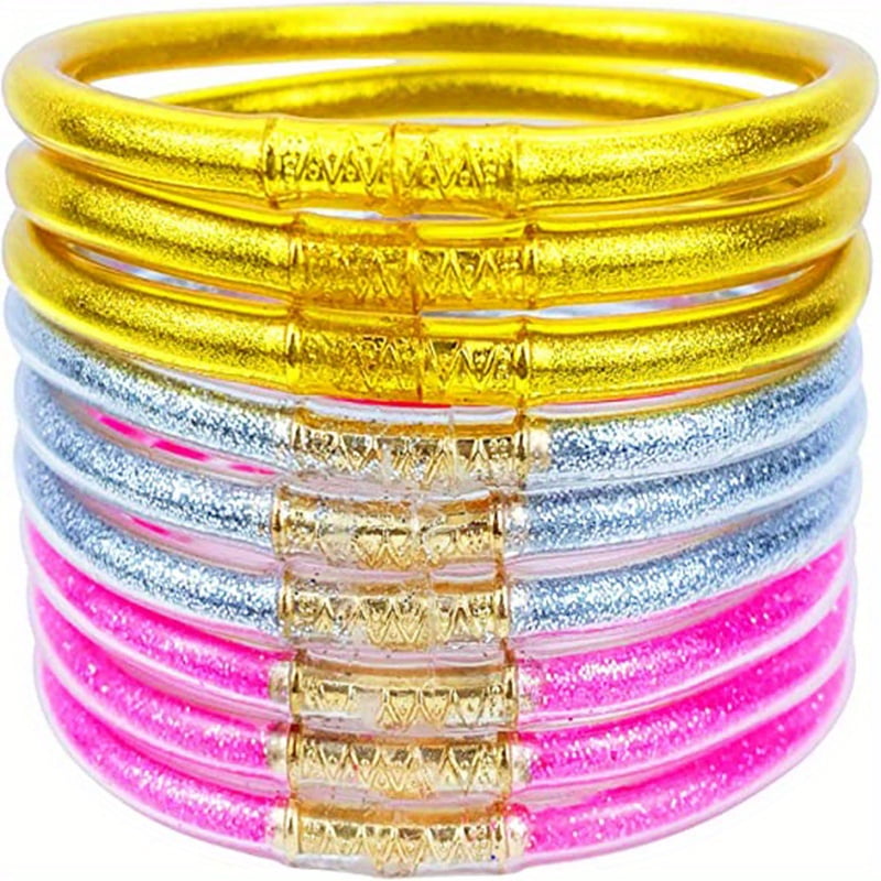 9-Piece Glitter & Jelly Bracelet Set - Sparkle & Shine Your Way! | Lider