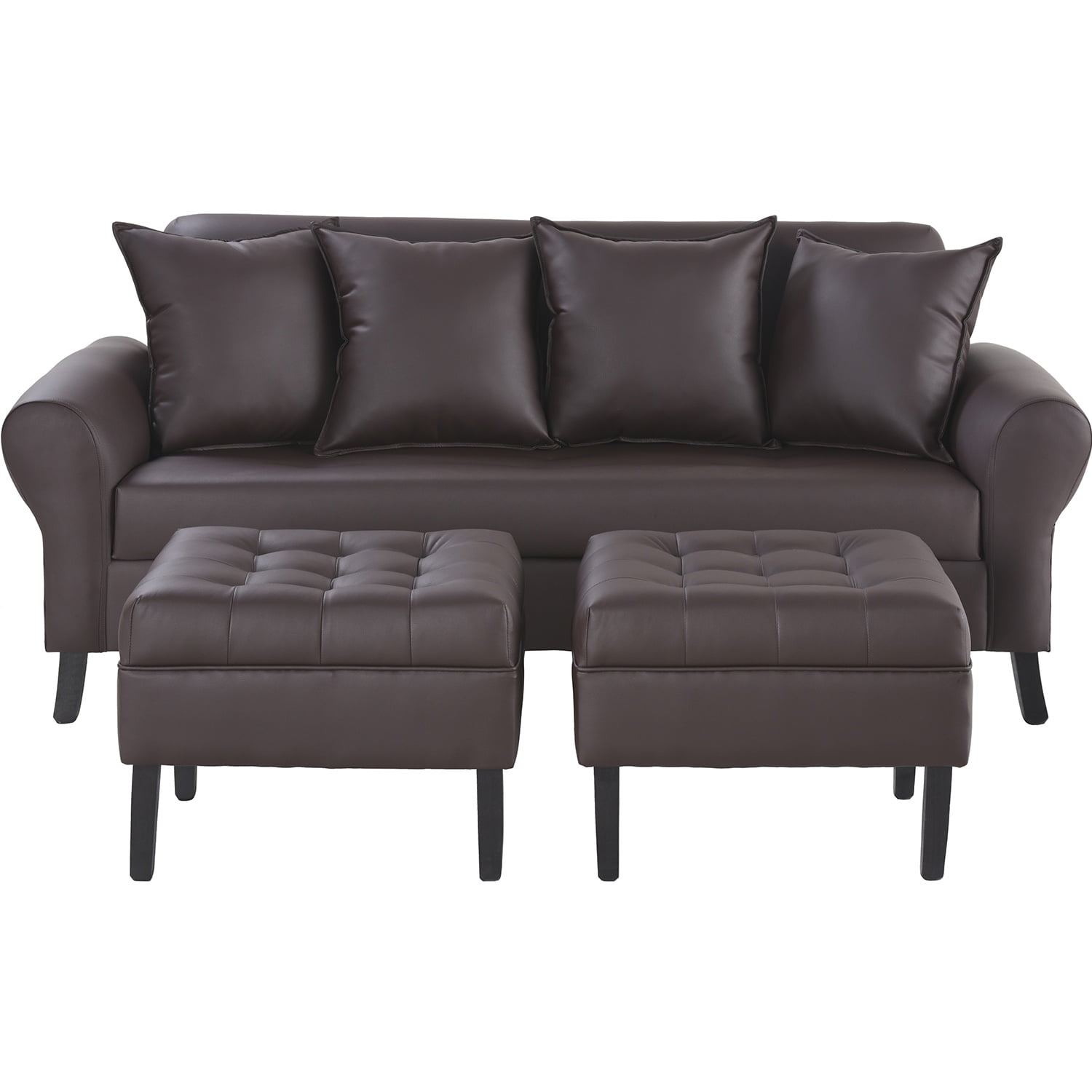 Sofa Lua 3c + 2 Pouf Pu 20 Chocolate | Lider