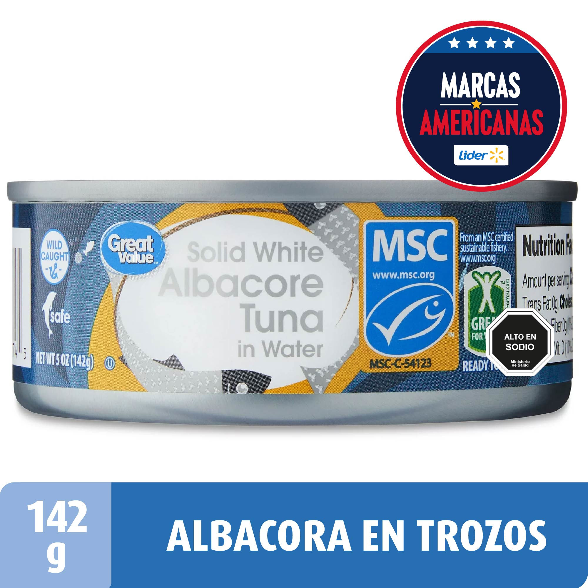Atún Albacora en Trozos al Agua, 142 g | Lider