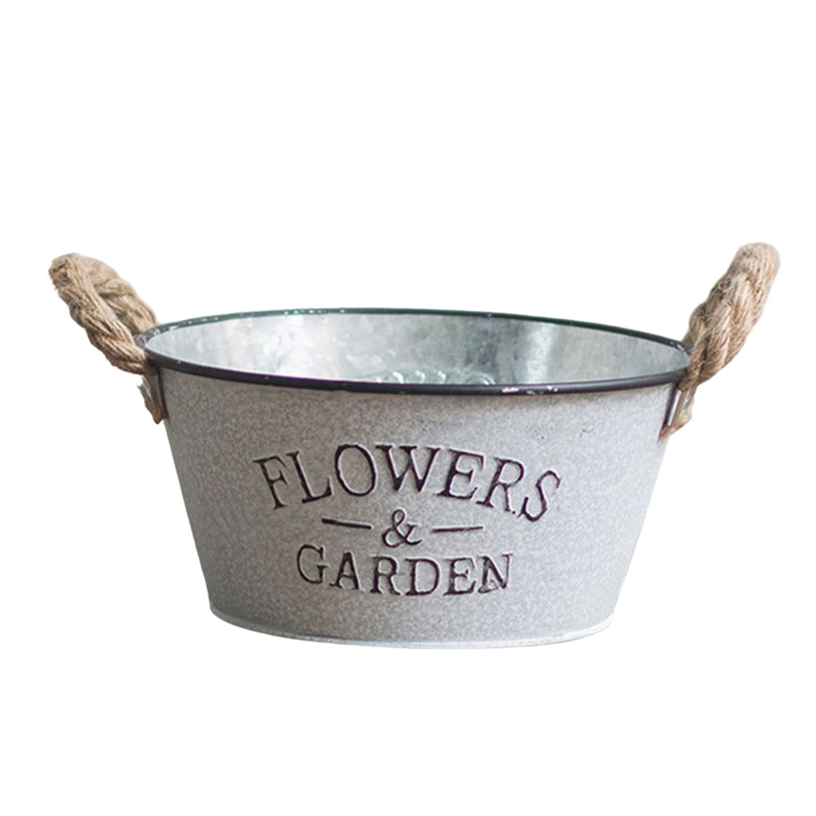 Macetero De Hierro Maceta Contenedores De Flores Con Asa Para Jardín ...