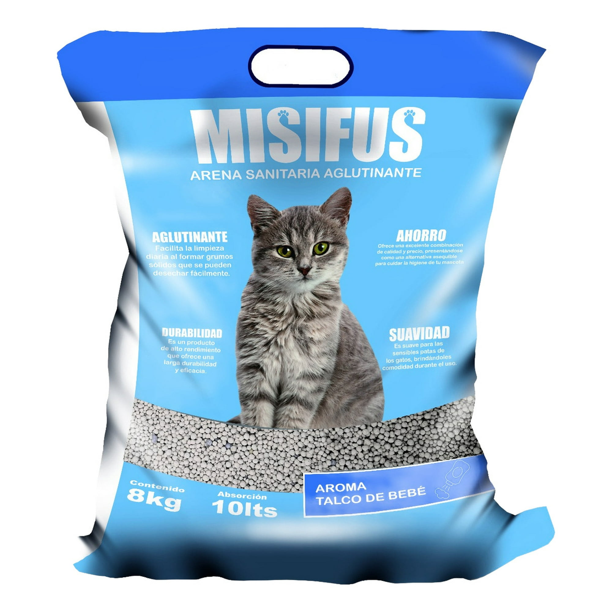 Arena Sanitaria Aglutinante Misifus Talco Bebé 8kg | Lider