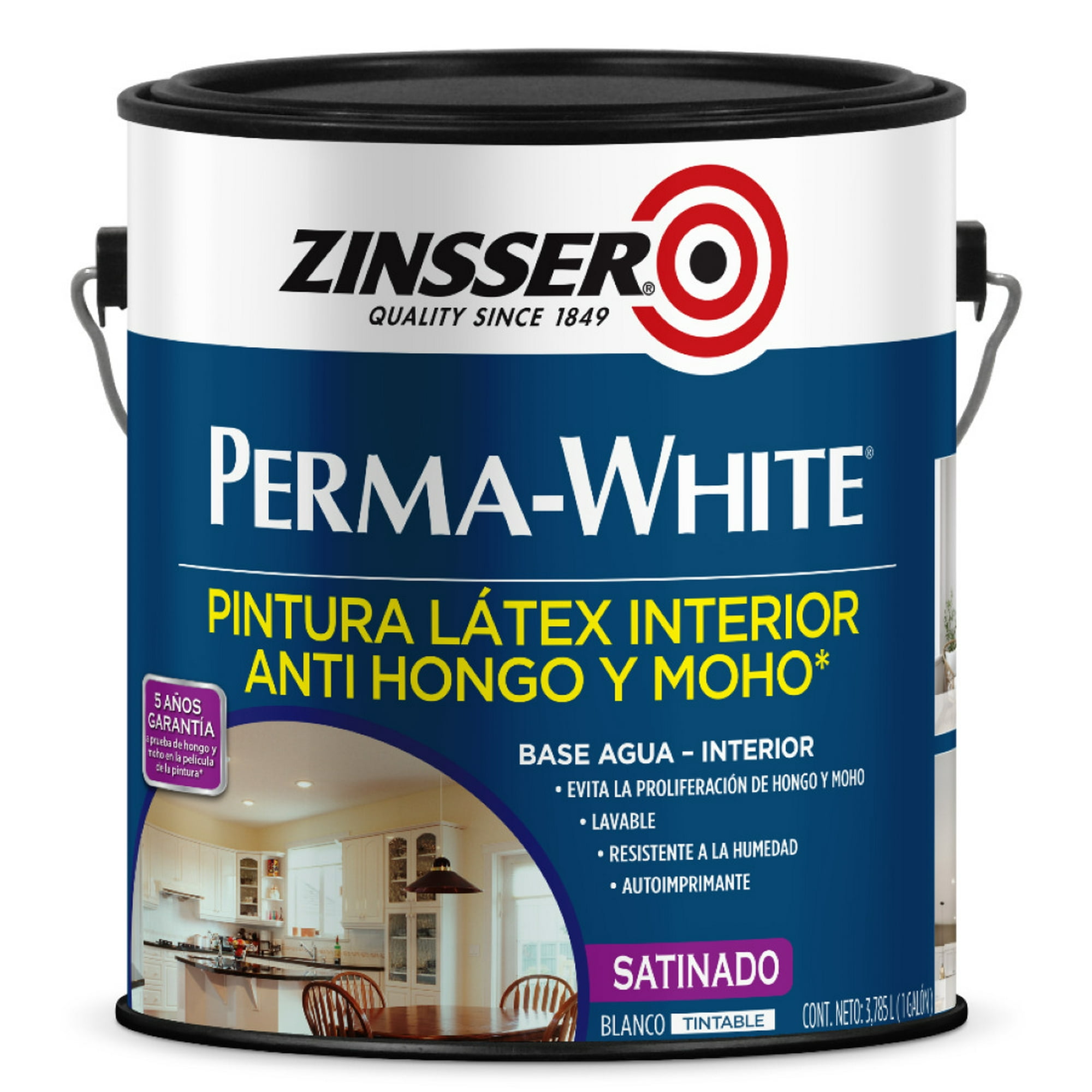 Esmalte al Agua Perma-White 3.785lts Blanco Satinado | Lider