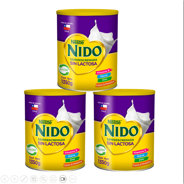 Leche En Polvo Nido® Semidescremada Sin Lactosa 1350g X3 | Lider