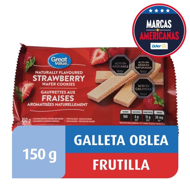 Galletas Oblea Rellena Con Crema Sabor Frutilla, 150 g | Lider