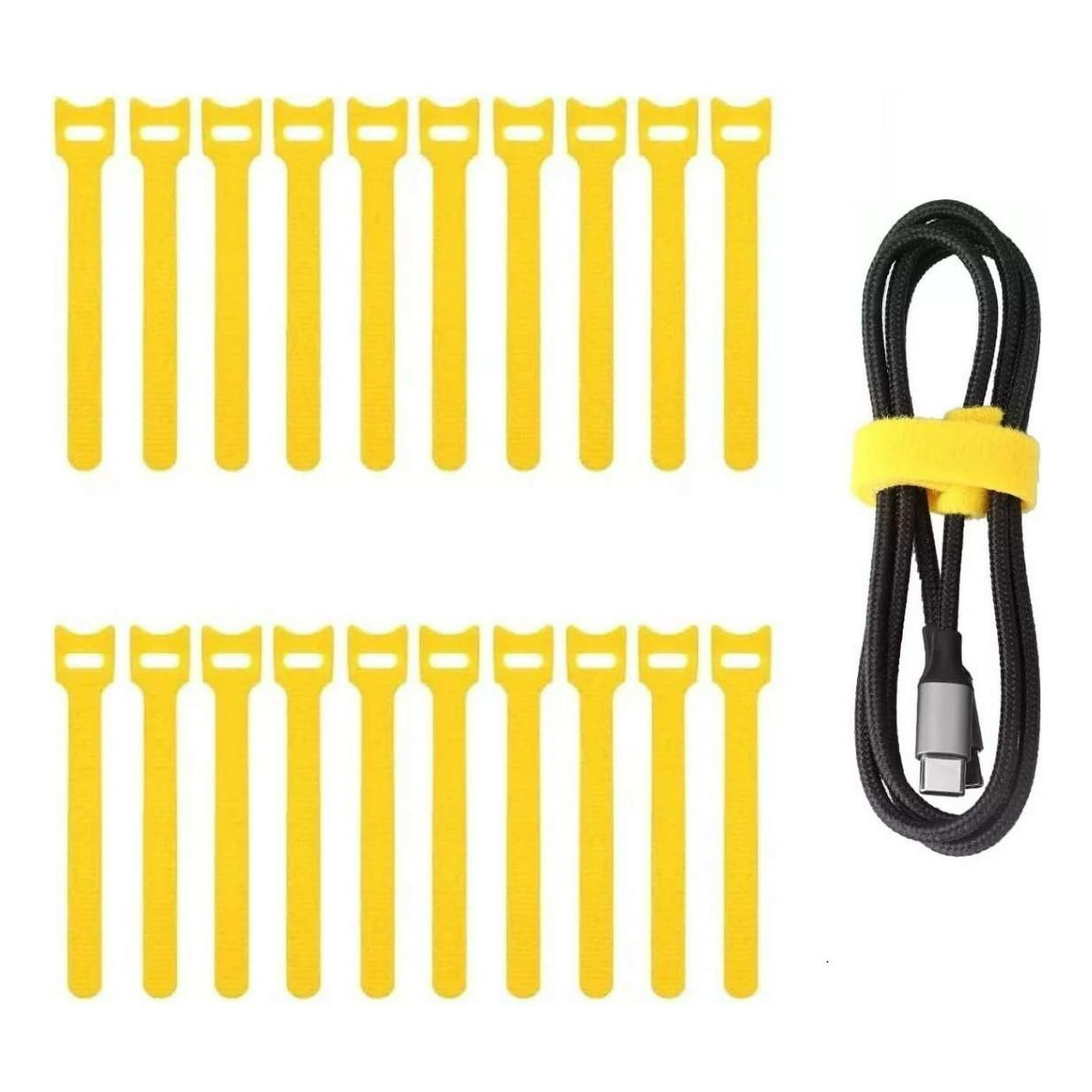20x Pack Amarra Cable Organizador Reutilizable Velcro Cintas amarillo ...