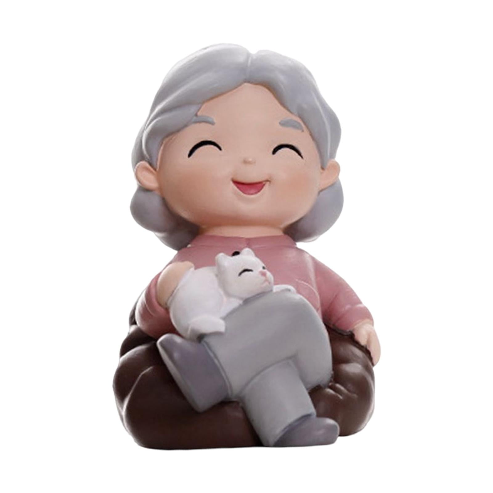 Linda Abuela Abuelo Estatua Miniatura Figurita Escritorio Torta Topper ...