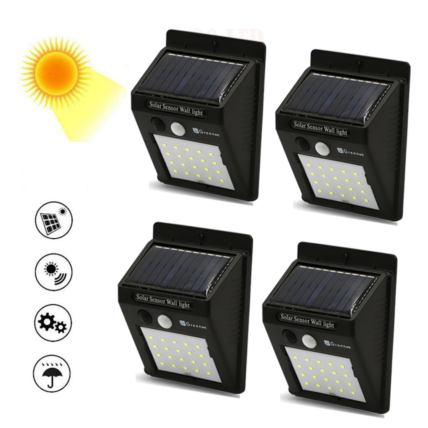 Foco Solar 20 Led C/sensor X4 Uni | Lider