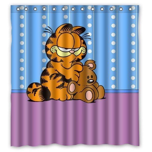 Cortina de ducha Garfield, juego de cortinas de baño con ganchos ...
