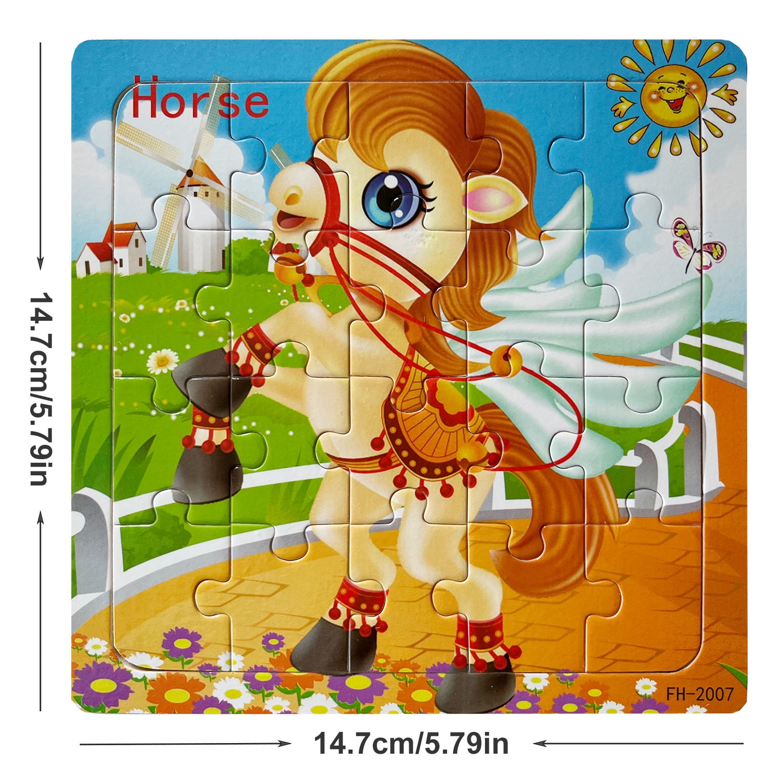 5.79in/14.7cm 20pcs/pack Wooden Puzzle Cartoon Animals Car Letter ...