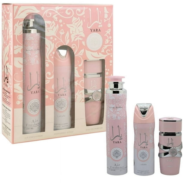 Set Lattafa Yara EDP 100ML+200ML Perfume Spray + 300ML Air Freshener Mujer | Lider