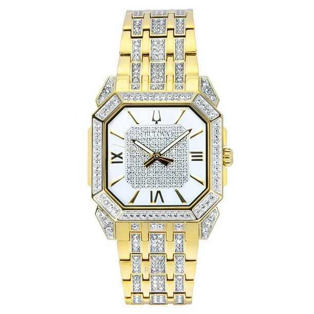 Reloj Bulova Octava Crystal Accents Gold Tone Stainless Steel Silver ...