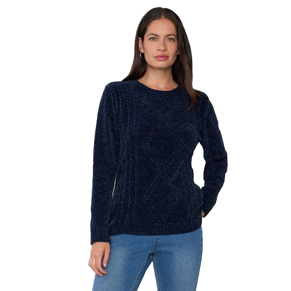 Sweater Mujer Chenille Trenzado Navy Corona | Lider
